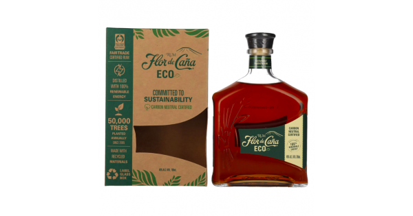 Romas Flor de Caña ECO Rum 40% Vol. 0,7l dovanų dėžutėje